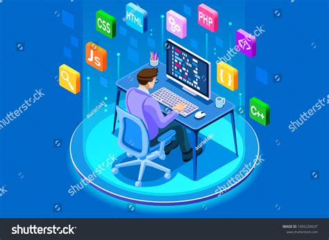 Programmer Engineering Development Illustration Developer Project Stock