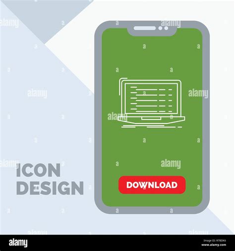 Api App Coding Developer Laptop Line Icon In Mobile For Download