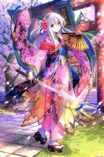 Anime Girl Kimono Sword