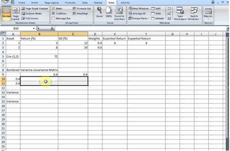 Expected Return And Variance Of Portfolio In Excel Youtube