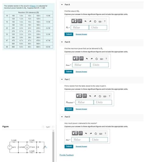 Solved Part A The Variable Resistor In The Circuit In Chegg