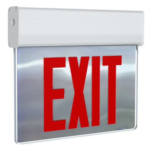 RAB EXITEDGE MPWNY E EDGE LIT EXIT SIGN UNV FACES NO ARROWS RED LETTERS MIRROR PANEL NEW YORK