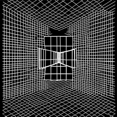 Premium Vector 3d Wireframe Room Colorful On Dark Background Abstract Perspective Grid Vector