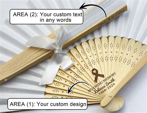 Personalized Fan Funeral Favor With Ribbon Bowmemorial Hand Fan