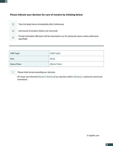 Veterinary Euthanasia Consent Form - Word | PDF | Google Docs
