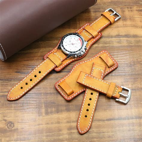Handmade Bund Strap Mens Watch Band 20mm 22mm 24mm Genuine Leather