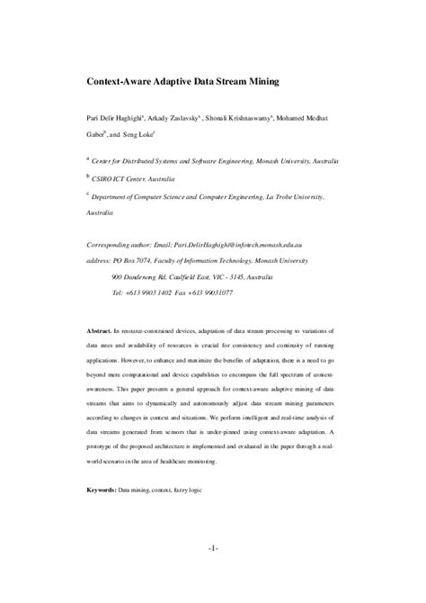 Pdf Context Aware Adaptive Data Stream Mining Mohamed Medhat