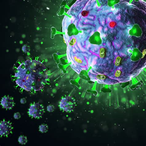 3d Render Of Pathogenic Virus Organism Or Bacteria Infecting And Causing Disease Close Up From