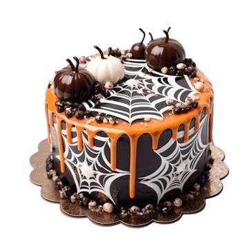Handmade Pumpkin White And Black Chocolate Cake Cobweb And Halloween