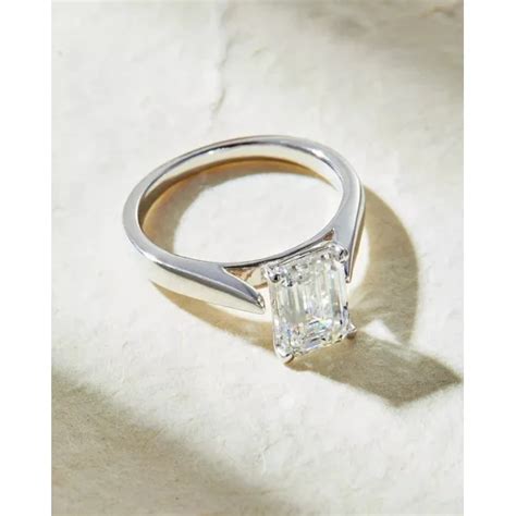 2ct Emerald Cut Simulated Diamond Solitaire Engagement Ring In 14k