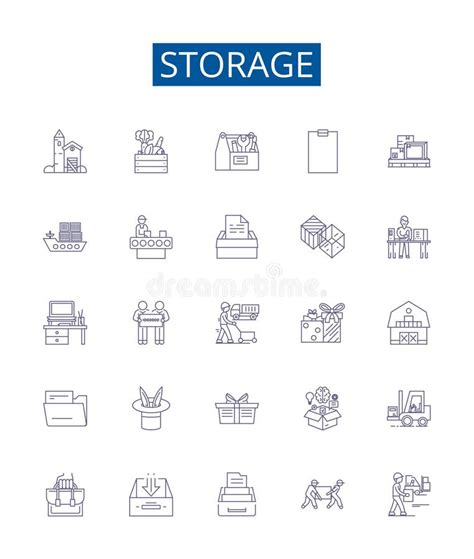 Storage Line Icons Signs Set Design Collection Of Storage Preservation Stocking Stockpiling