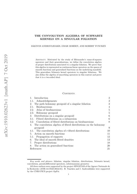 Pdf The Convolution Algebra Of Schwarz Kernels On A Singular Foliation