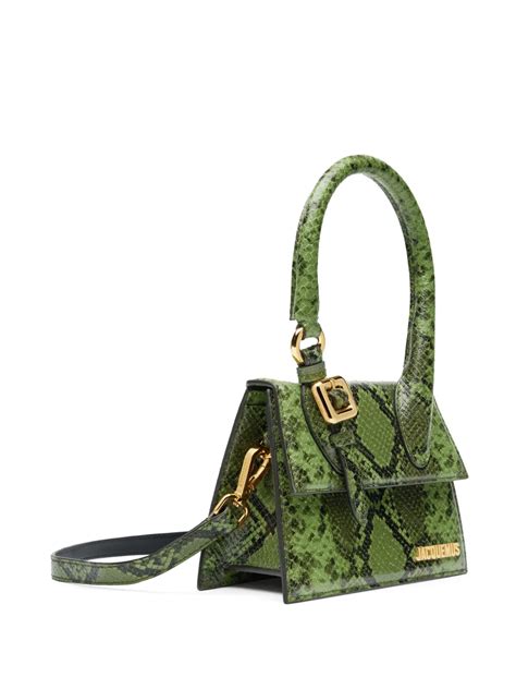 Jacquemus Faux Python Bag In Green Modesens