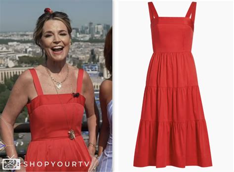 The Today Show July 2024 Savannah Guthries Red Square Neck Tiered