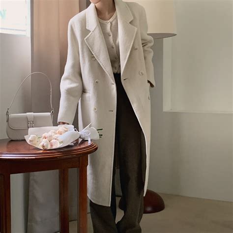 어나더트위 울 100 핸드메이드코트 오늘출발🚀제작 Tct0094 멜리에 더블 스티치 핸드메이드 코트 하객룩하객룩자켓롱 코트