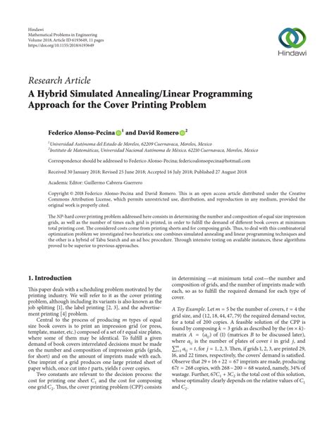 Pdf A Hybrid Simulated Annealinglinear Programming Approach For The