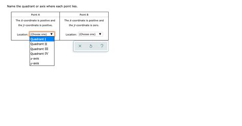 Solved Name The Quadrant Or Axis Where Each Point Lies Chegg
