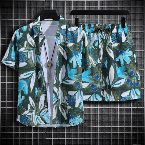 Mens Short Sleeve Shirt Summer Hong Kong Style Five Sleeve Top Suit