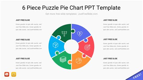 Piece Puzzle Pie Chart PPT Template Just Free Slide