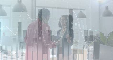 Animation Of Graphs Processing Data Over Diverse Colleagues With Tablet