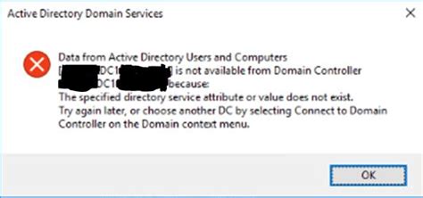 data from active directory users and computers[dc local xx] is not