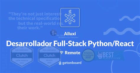 Desarrollador Full Stack Pythonreact At Alluxi Remote Work From