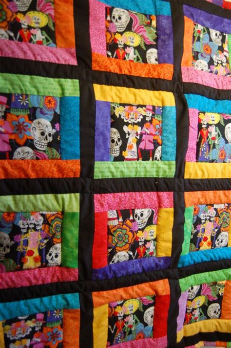 Day Of The Dead Quilted Throw Quilts Quilt Stories Halloween Quilts