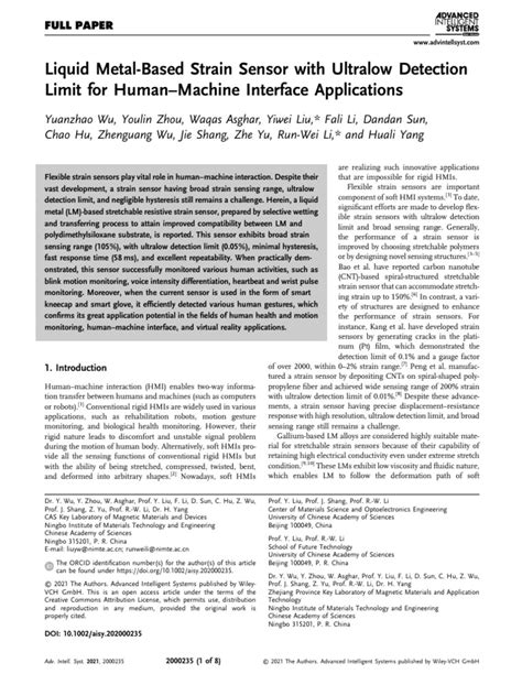 Liquid Metal Based Strain Sensor With Ultralow Detection Limit For
