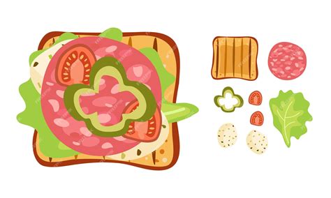 Premium Vector Sandwich Simple Illustration Vector Clip Art Toast Bread With Lettuce Leaf
