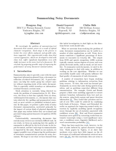 Pdf Summarizing Noisy Documents