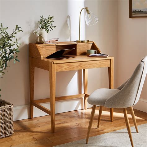 Knowle Compact Pull Out Oak Desk Desks For Small Spaces Elegant Home