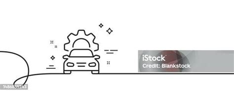 자동차 서비스 라인 아이콘입니다 정비사 차고 표지판 컬이 있는 연속 라인 벡터 경첩에 대한 스톡 벡터 아트 및 기타 이미지 경첩 고급 곡선 Istock