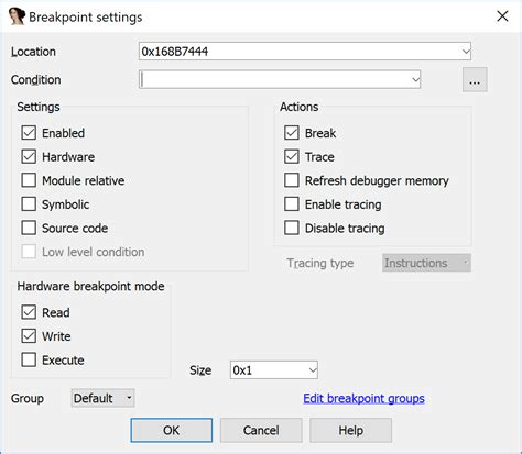 understand hardware breakpoint option in ida reverse engineering