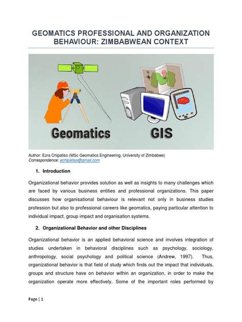 Geomatics Profession And Organizational Behaviour Download Free Pdf Geomatics