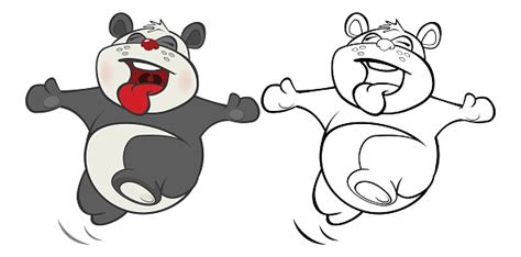 당신이 디자인 및 컴퓨터 게임에 대 한 귀여운 만화 캐릭터 팬더의 벡터 일러스트 레이 션 색칠 하기 책 개요 세트 곰에 대한 스톡 벡터 아트 및 기타 이미지 Istock