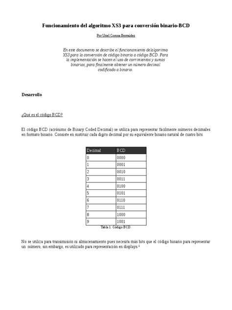 Funcionamiento Del Algoritmo Xs3 Pdf Pdf Decimal Codificado En Binario Teoría De La