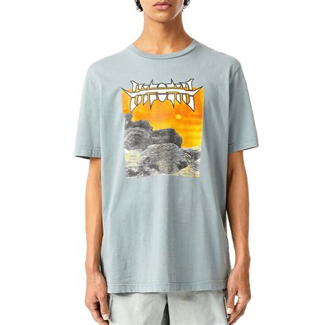 【楽天市場】 Diesel ディーゼル メンズ クラック加工プリント ウォッシュ加工 半袖tシャツ カットソー【t Just C18】【サイズm】【グレー系】die M T F4 4p6