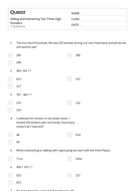 50 Three Digit Numbers Worksheets For 2nd Grade On Quizizz Free And Printable
