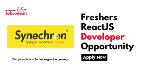 Reactjs Developer A Great Opportunity For Freshers At Synechron Jobcode