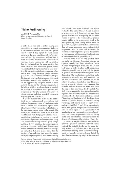 Pdf Niche Partitioning