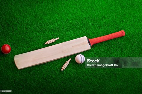 크리켓 그라운드 박쥐와 공 보석 잔디에 배치 크리켓 게임 배경 아시아 인도 스포츠 크리켓에 대한 스톡 사진 및 기타 이미지