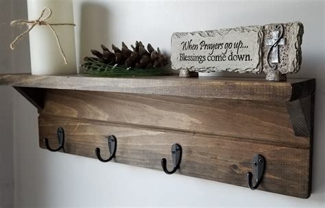 Rustic Wood Shelf With Hooks Wood Shelf With Hooks Entryway Shelf With Hooks Wood Coat Rack