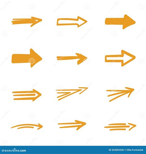 Arrows Set Hand Drawn Direction Indicator Elements Simple Doodle