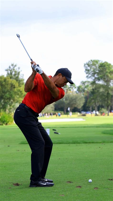 Tiger Woods Powerful Swing On Lush Golf Course Wallpaper Background