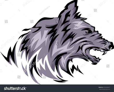 Mascot Illustration Featuring Wolf Fangs Bared Stock Vector Royalty