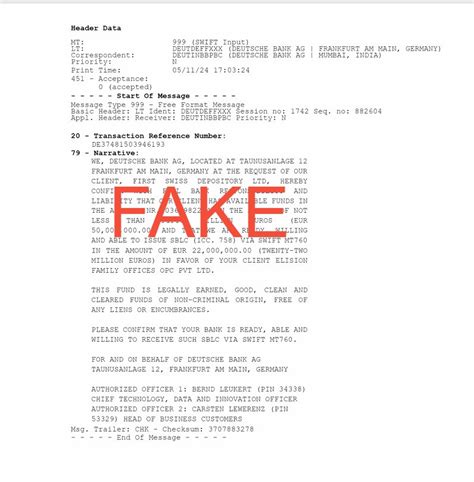 Fake Swift Message Scam Mr Old Man