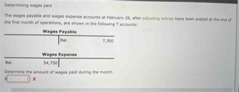 Solved Determining Wages Paid The Wages Payable And Wages Expense