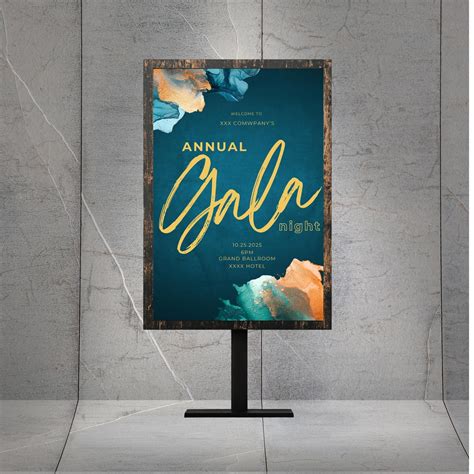 Gala Night Teal And Gold Welcome Sign Corporate Gala Dinner Signage