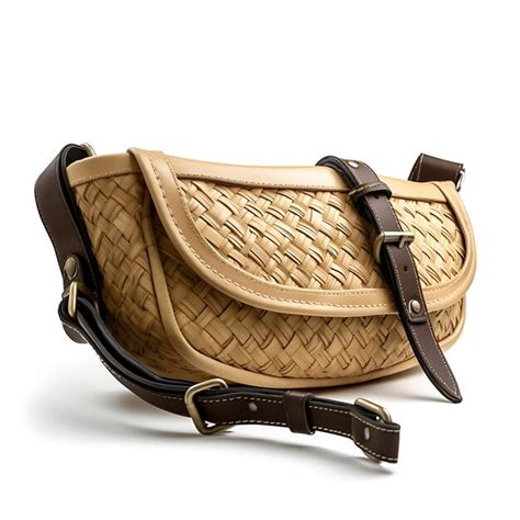 Premium Photo Watercolor Hip Bag Woven Grass Monochrome Tones Braided