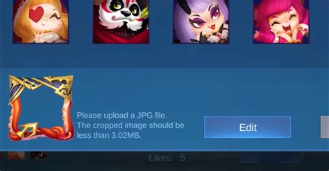 What Is The Size Of The Avatar Photo In Mobile Legends Ml Esports